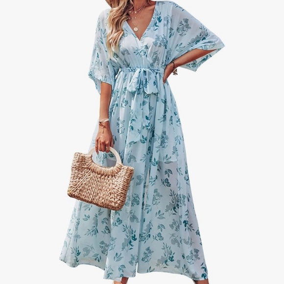 Dresses | Nwt Flowy Wrap Floral Print Dress | Poshmark